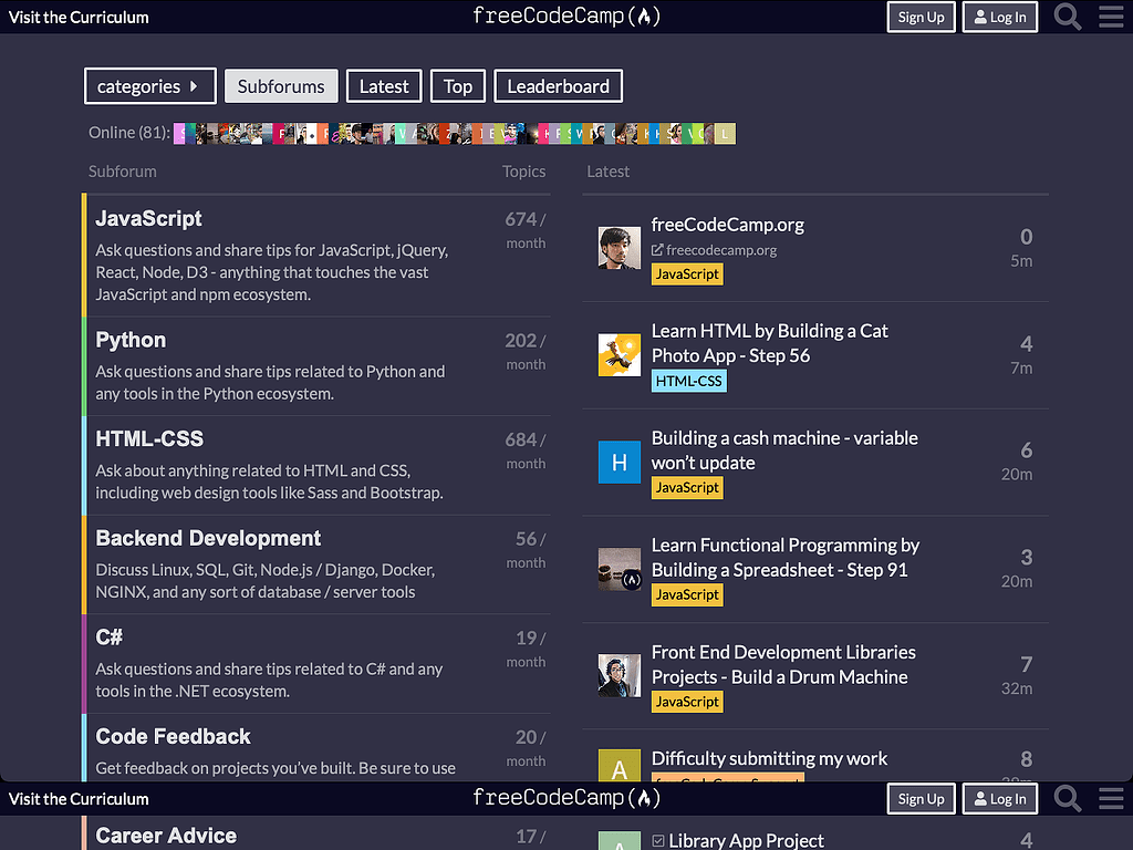 The freeCodeCamp Forum - Discover - Discourse Discover
