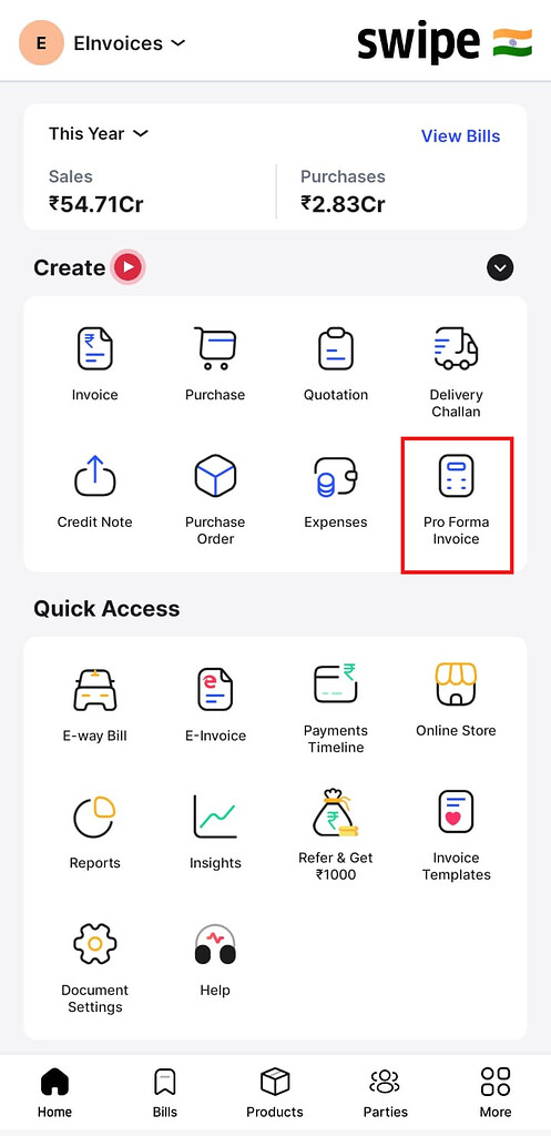 How to create Export proforma invoice on Mobile? - Android - Swipe