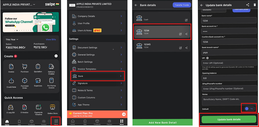 How to set default bank on Android? - General - Swipe