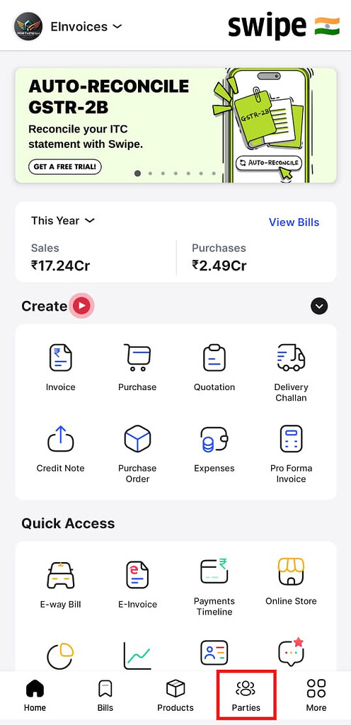 How to create Invoice from Customer Ledger on Mobile? - Customer - Swipe