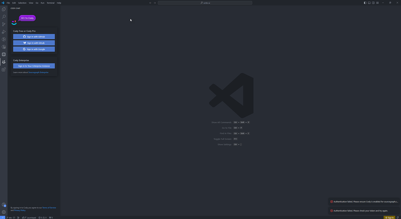 Authentication issues - Cody - Sourcegraph Forum