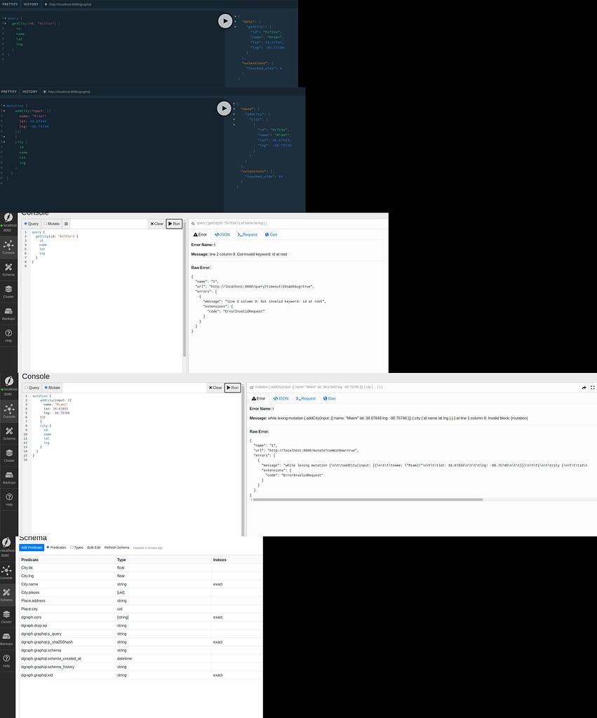Issue with queries using ratel - working fine with graphql playground ...