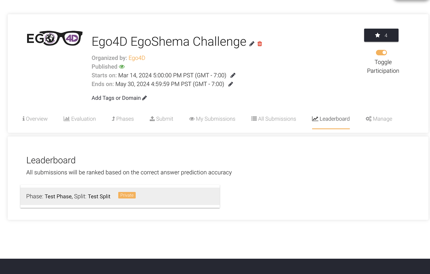 EgoSchema Leaderboard - Q&A - Ego4D Forum