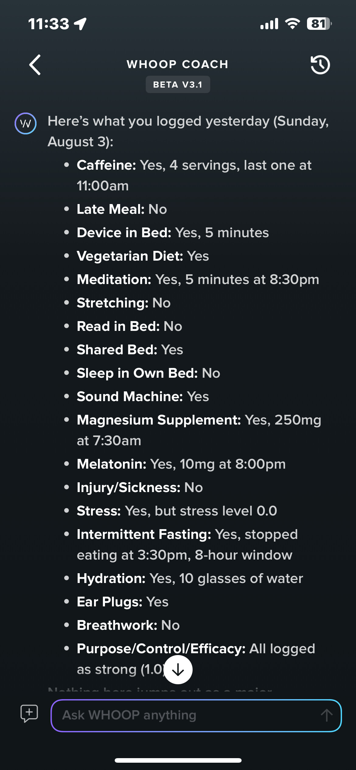 Whoop Coach v3.1 hallucinations - Coaching - WHOOP Community