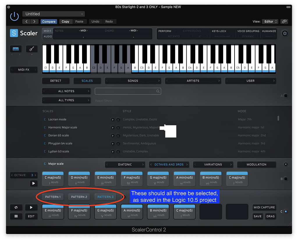 Multiple Patterns - Midi Section 'C' - Remember Settings - Scaler 2 ...