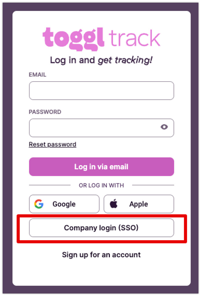 How do I log into Track with SSO? - Frequently Asked Questions - Toggl Community