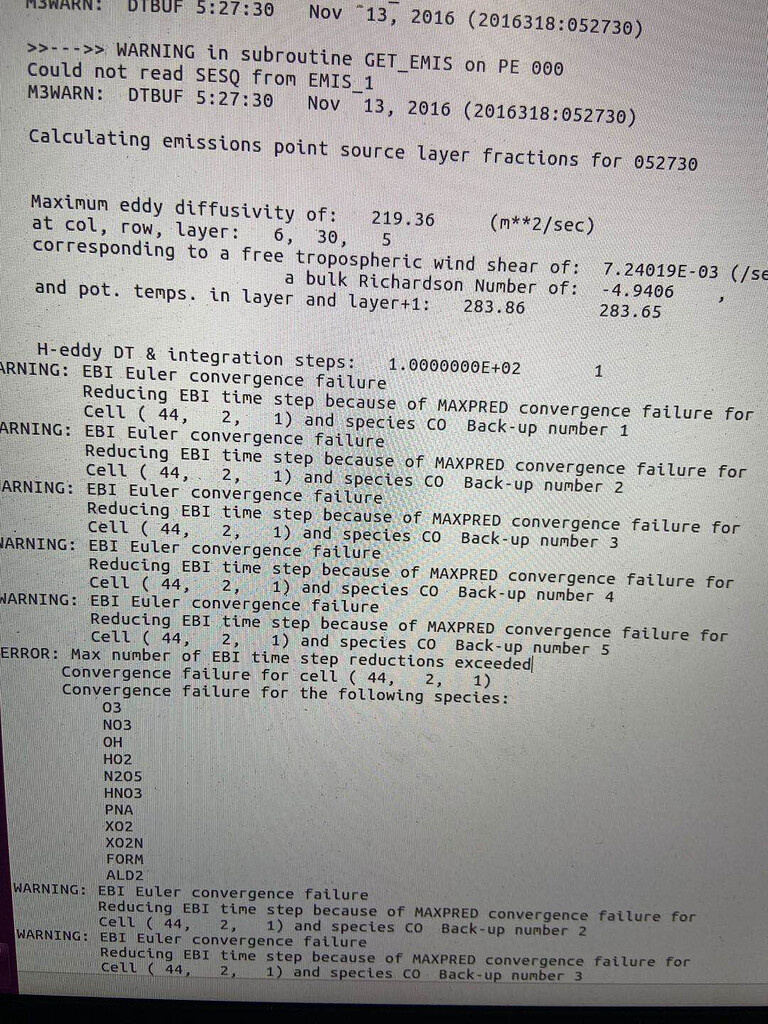 Cctm EBI convergence failures - CMAQ - CMAS CENTER FORUM
