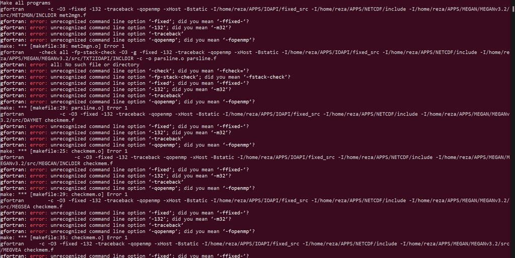 How to set flag options of MEGANv3.2 Makefiles in accordance with the ...