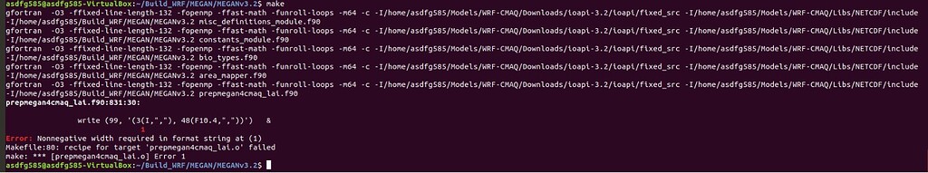 MEGAN 3.2 Error Compiling - MEGAN - CMAS CENTER FORUM