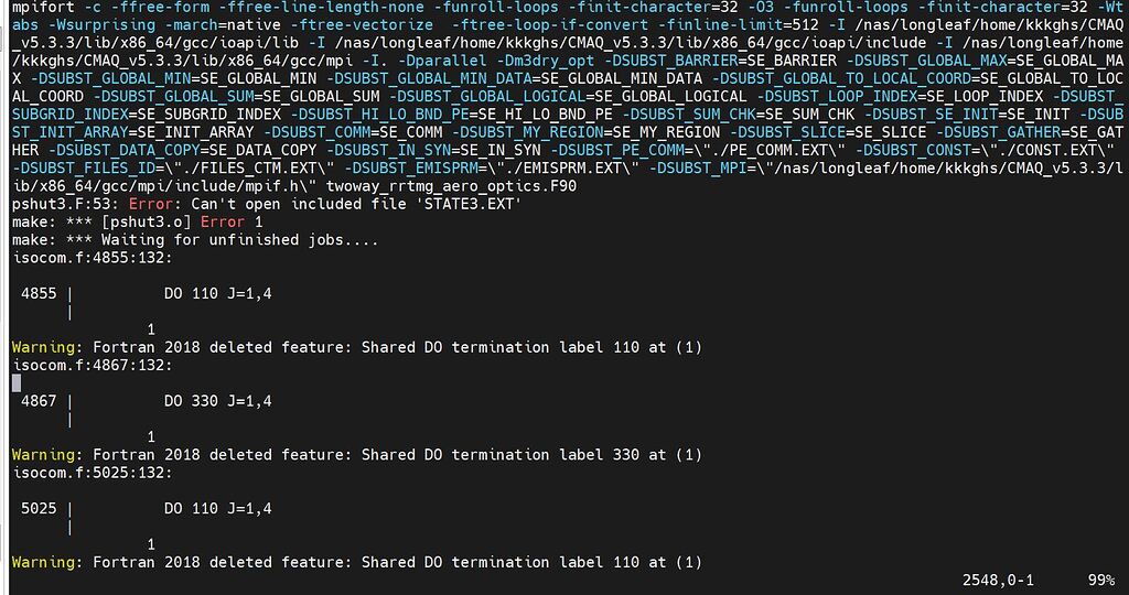 I have a problem installing CMAQ pshut.F.53 error - Compiling - CMAS CENTER FORUM