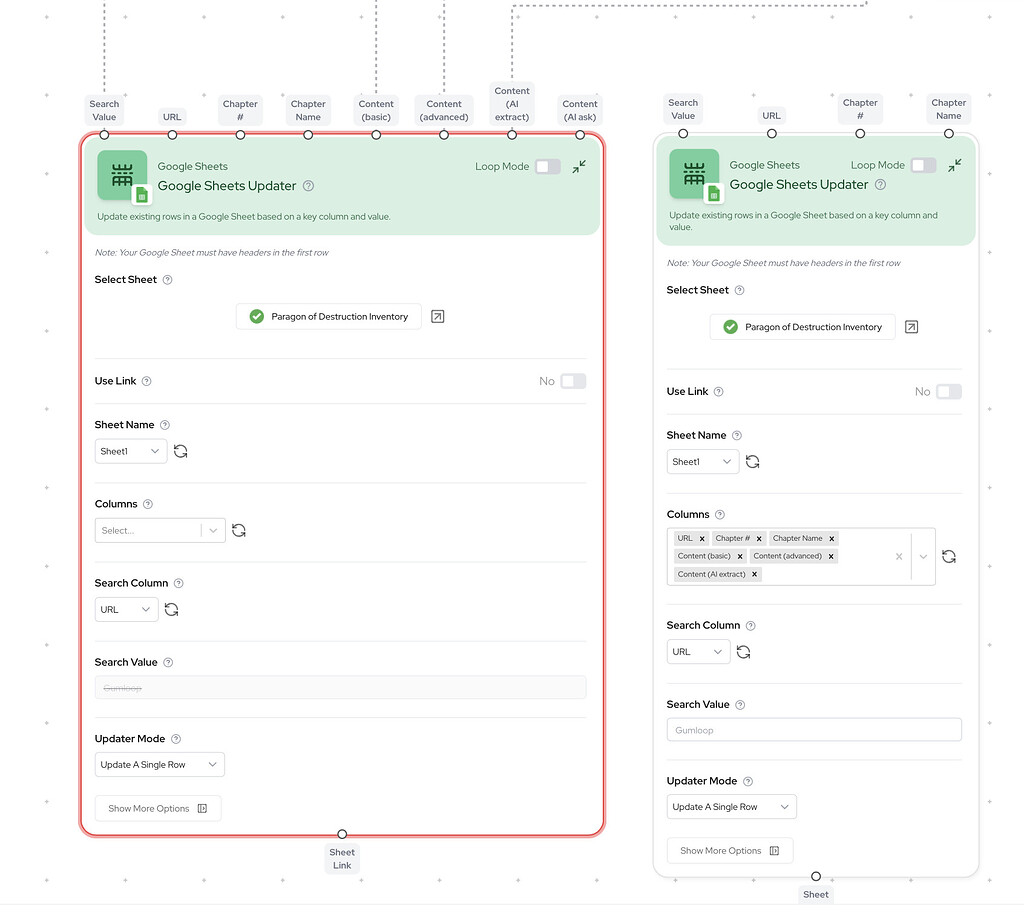 Google Sheets Updater not displaying columns correctly - Get Help - Gumloop Google Sheets Updater not displaying columns correctly - Get Help - Gumloop