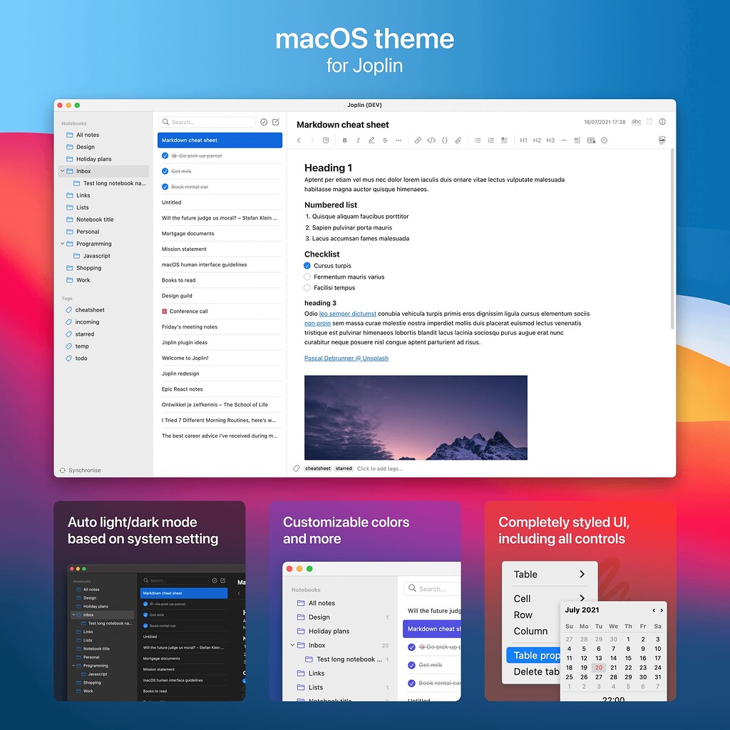 Plugin: 🎨 macOS theme for Joplin - Plugins - Joplin Forum