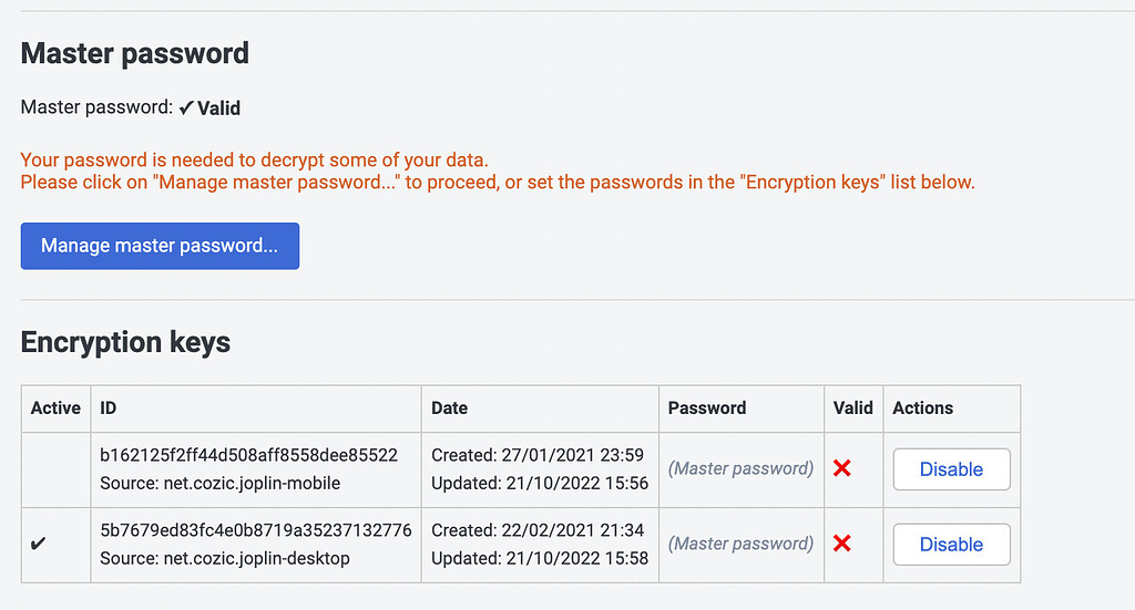 I can't enter passwords for decryption - Support - Joplin Forum