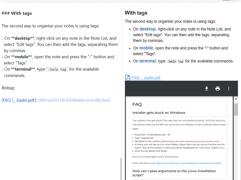 How to load a PDF viewer in the rich text editor? - Support - Joplin Forum
