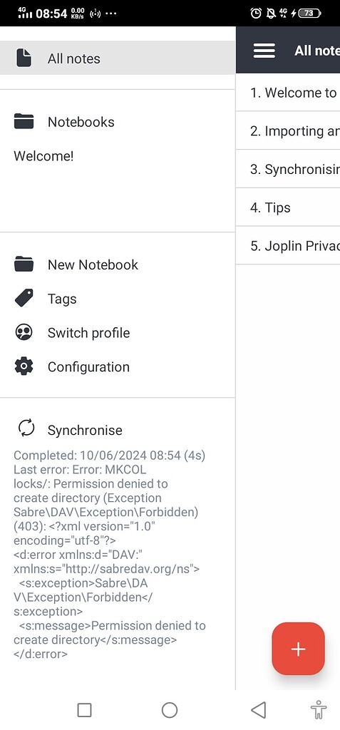 Nextcloud sync fails on all but the default profile - Support - Joplin Forum