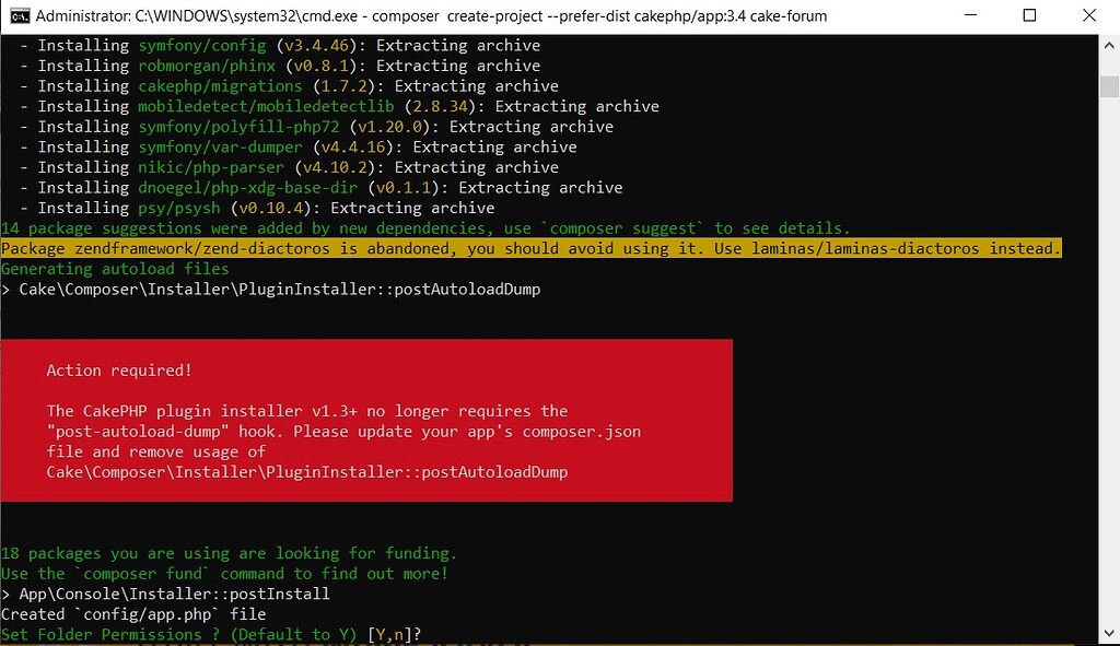 Installation cakephp 3.4 error : "post-autoload-dump" - Need Help - Cake Software Foundation, Inc.