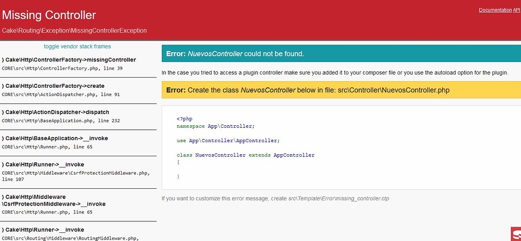 Error Missing controller http controller factory - Need Help - Cake Software Foundation, Inc.