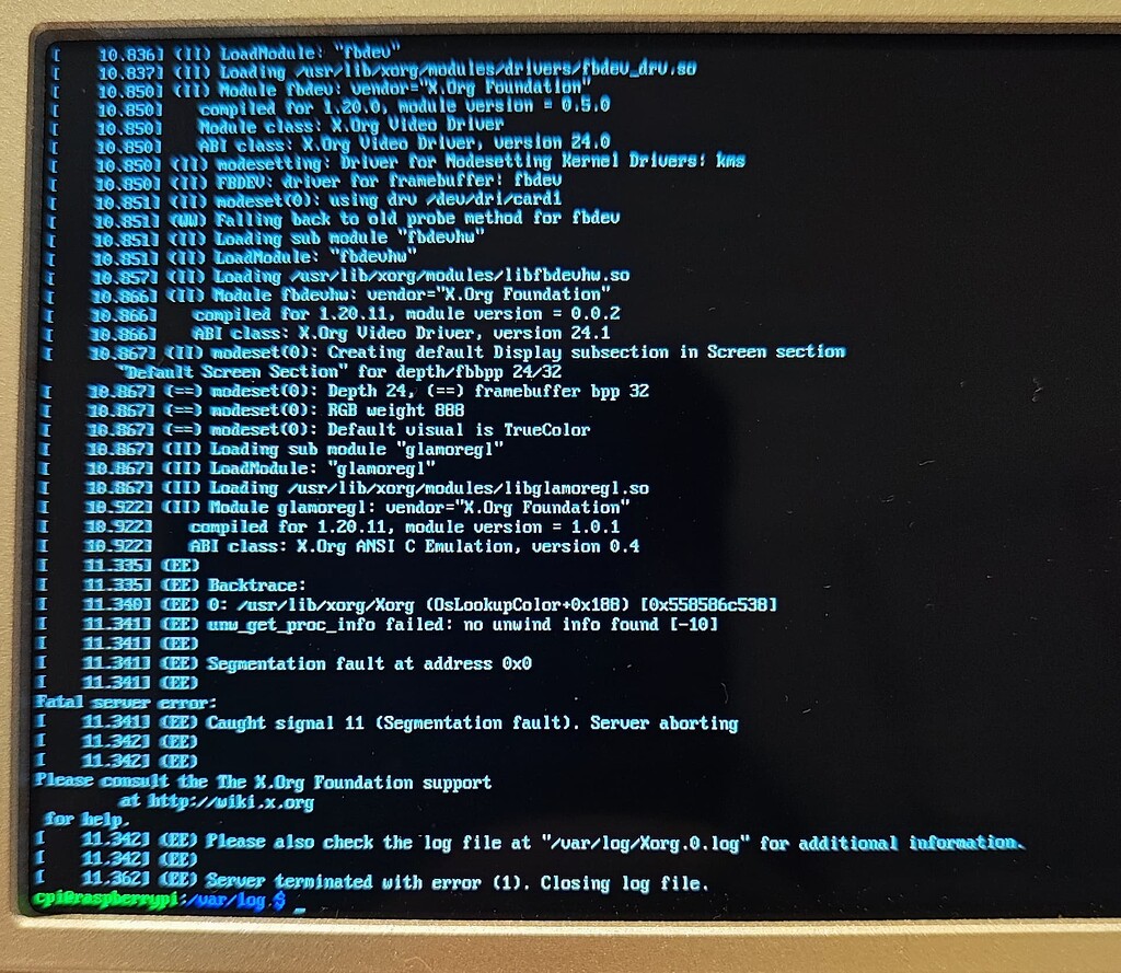X session doesn't start. Segmentation fault at address 0x0 - uConsole - clockworkpi
