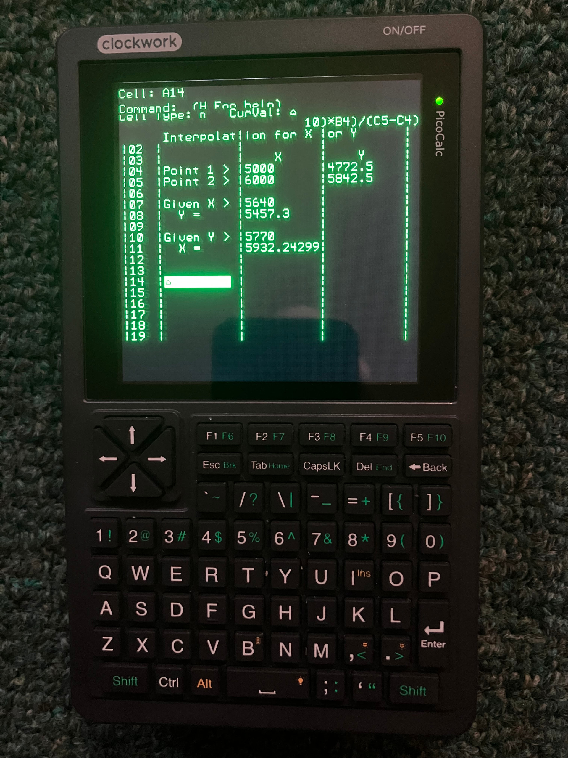 A Basic Spreadsheet for the PicoCalc - PicoCalc - clockworkpi