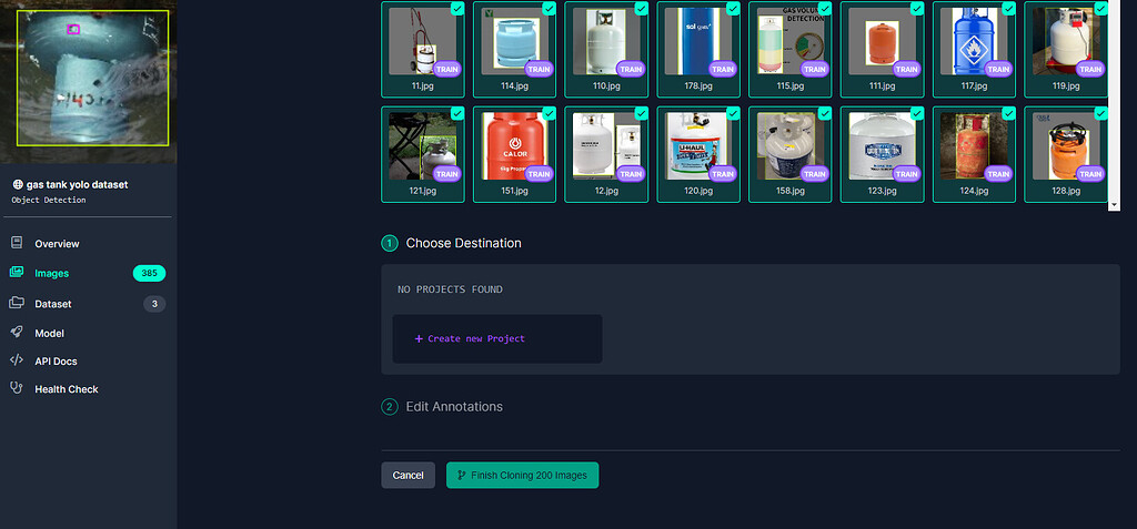 No destination when cloning dataset - 🛠️ Feature Reqs - Roboflow