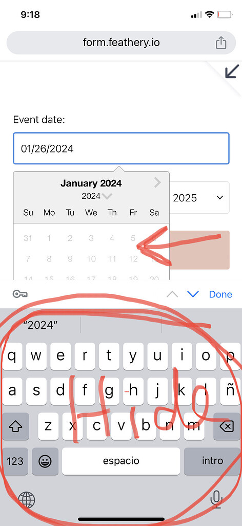 How to hide keyboard on mobile when date picker is selected? - Support - Feathery Community