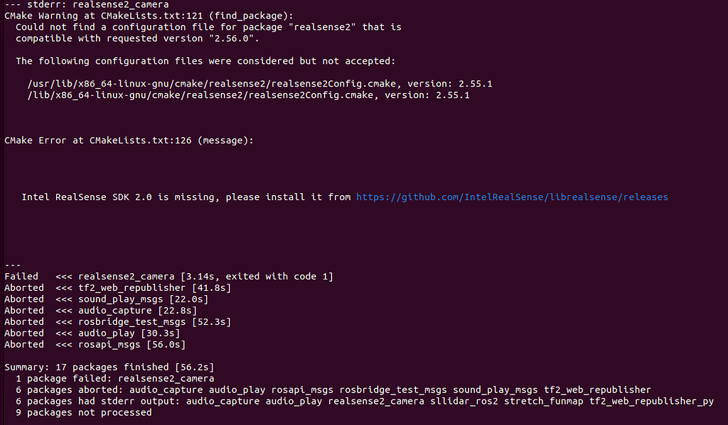 Stretch3 Install Fails to build realsense2_camera - Ask - Stretch Forum