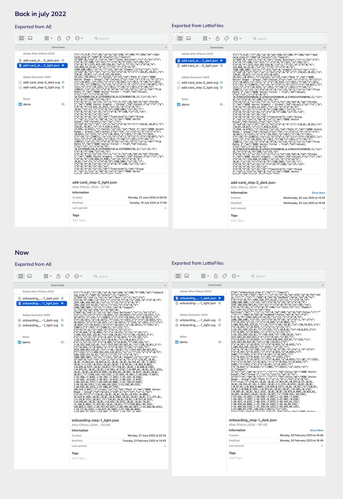 LottieFiles: .JSON code different after export - Let's talk Lottie