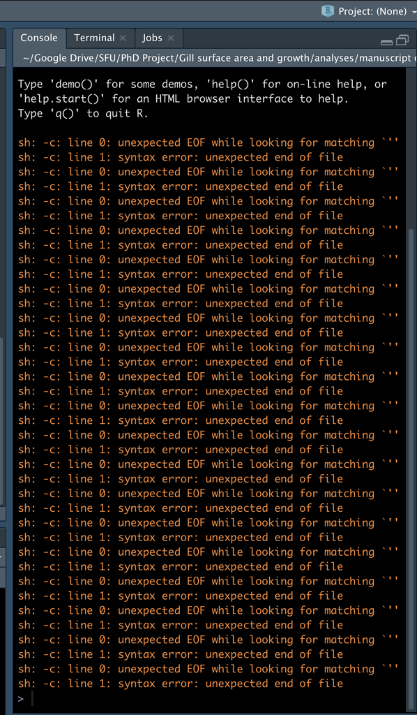 Weird error in R studio console whenever I open up a stan file ...