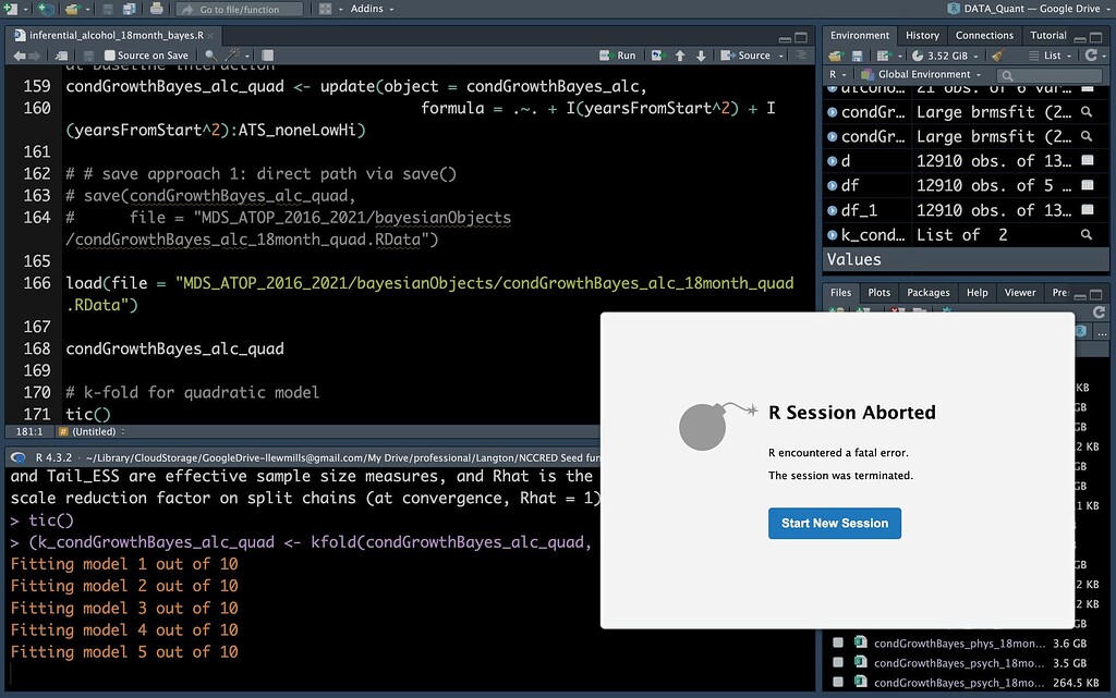 Large longitudinal models run in brms crashing on one Mac but not another - brms - The Stan Forums
