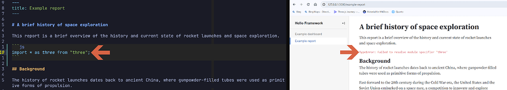 Unable To Import `three` Installed Via `npm` In Markdown File Of `observable` Project