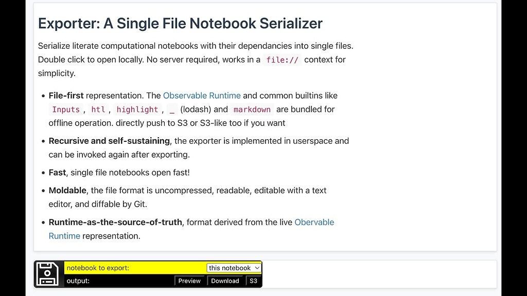 Single File Notebook export format implemented in userspace - Show and Tell - The Observable Forum