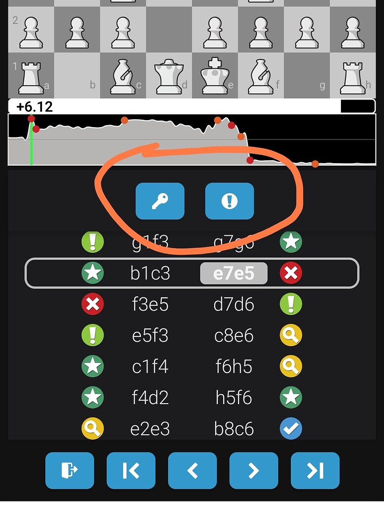 What do the key and exclamation mark mean? - General - ChessUp