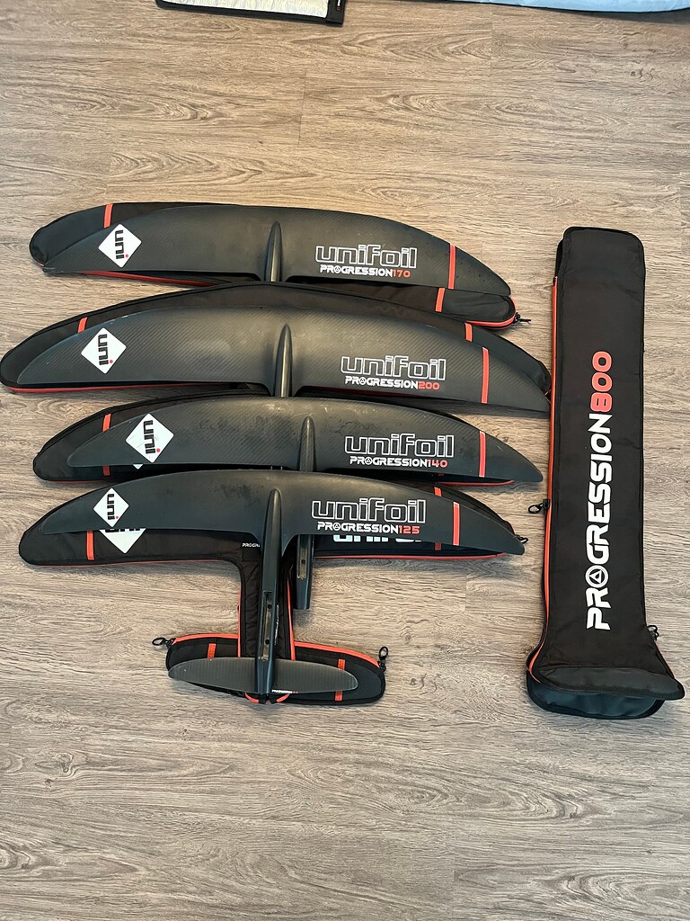 Unifoil Progression Complete Set (125, 140, 170, 200), med fuse, 13.5 tail, P 800 Carbon Mast ...