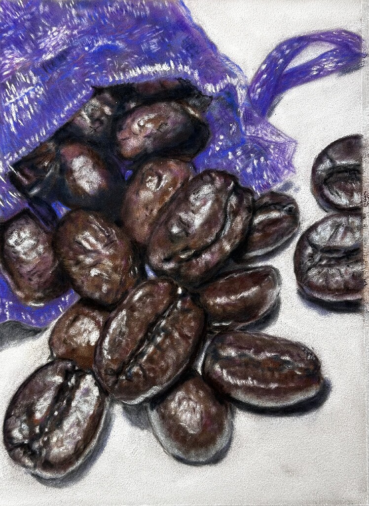 Coffee beans on velour pastel paper - Share Your Art - The Artist's ...