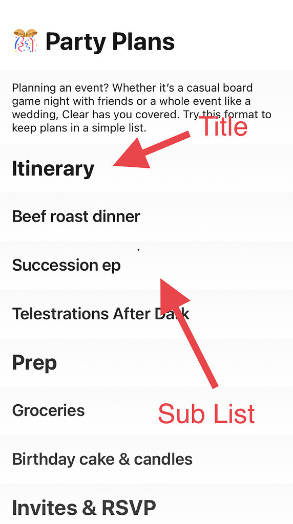 How to create a list in the style of “party plans@ - New Clear - Club Clear: Support ...