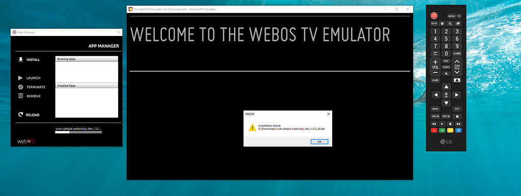 Problem installing .ipks in any emulator version - Web App Development - webOS TV Community