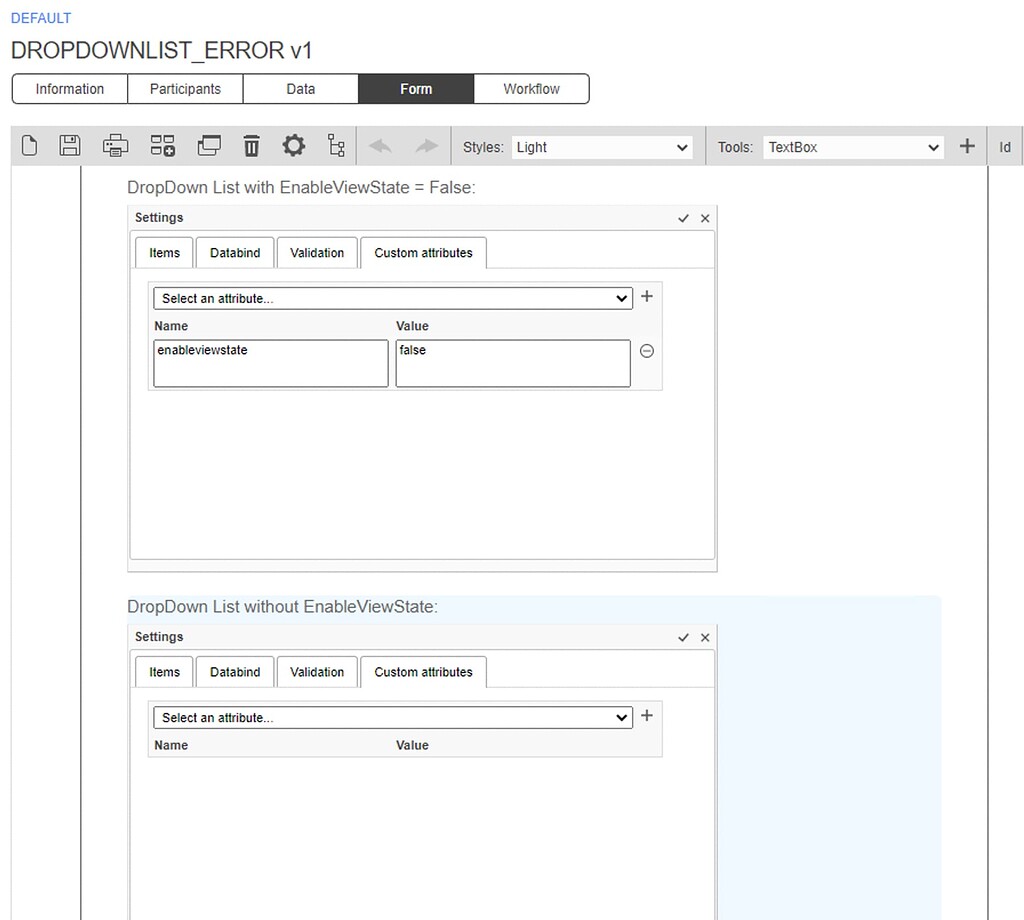Form Designer: DropDownList control's selected value not submitted to the server when its ...