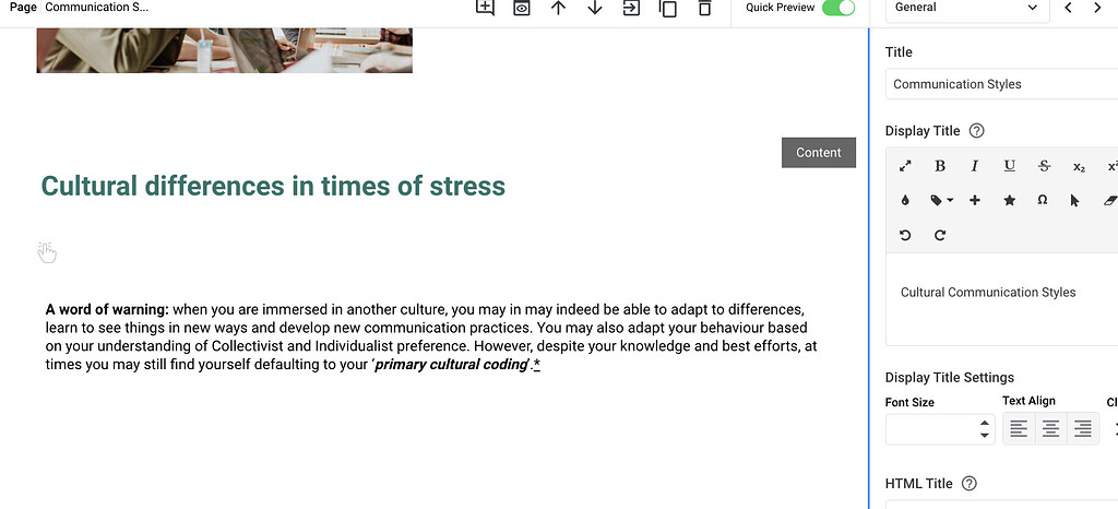 Narrative component settings - General Help - The Evolve Authoring ...