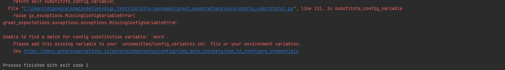 Unable to connect to datasource due to missing configVariableError - GX Core Support - Great ...