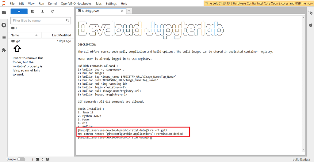 Cannot remove the 'git' folder in jupyternotebook - JupyterLab ...