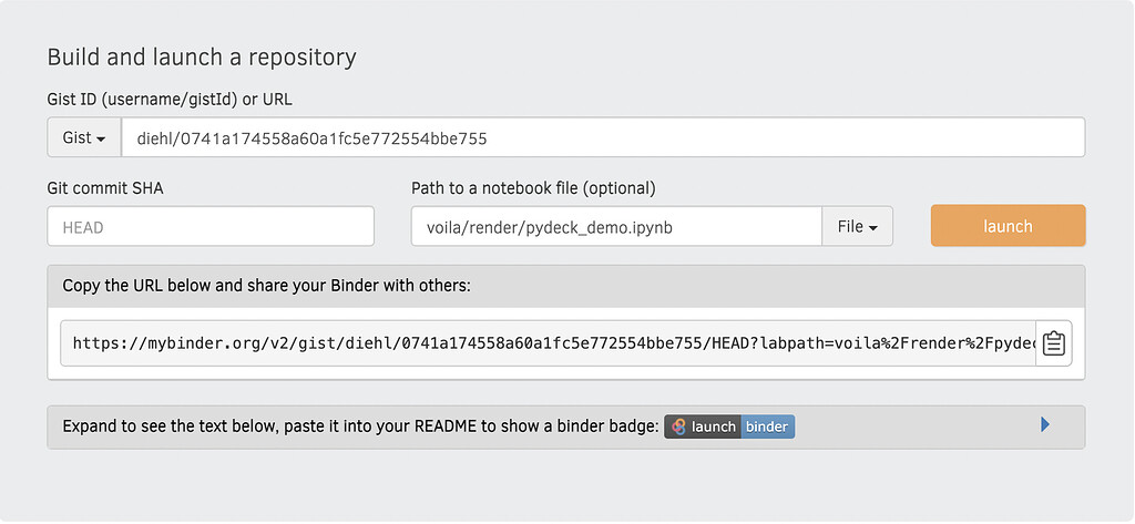 Rendering a notebook from a gist with Voila on mybinder.org - Binder ...