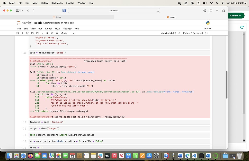 I Keep Getting This Error Message And I Have It Directly Where It Needs To Be Jupyterlab