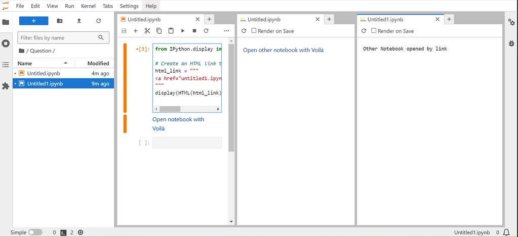 Jupyterlab Custom Extension Where If I Click On Button Or Link To Existing Notebooks In Voila