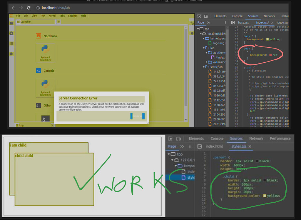 CSS nesting rules not working on jupyterlab. how to fix? - JupyterLab - Jupyter Community Forum