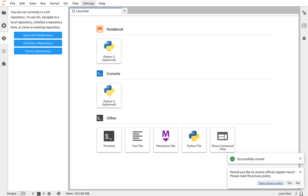 Unable to get jupyterlab-git extension working - The Littlest ...