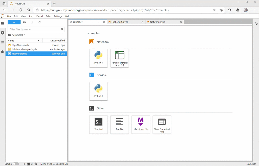 Showcase: Deploying Panel HighChart Apps on Binder - Binder - Jupyter ...
