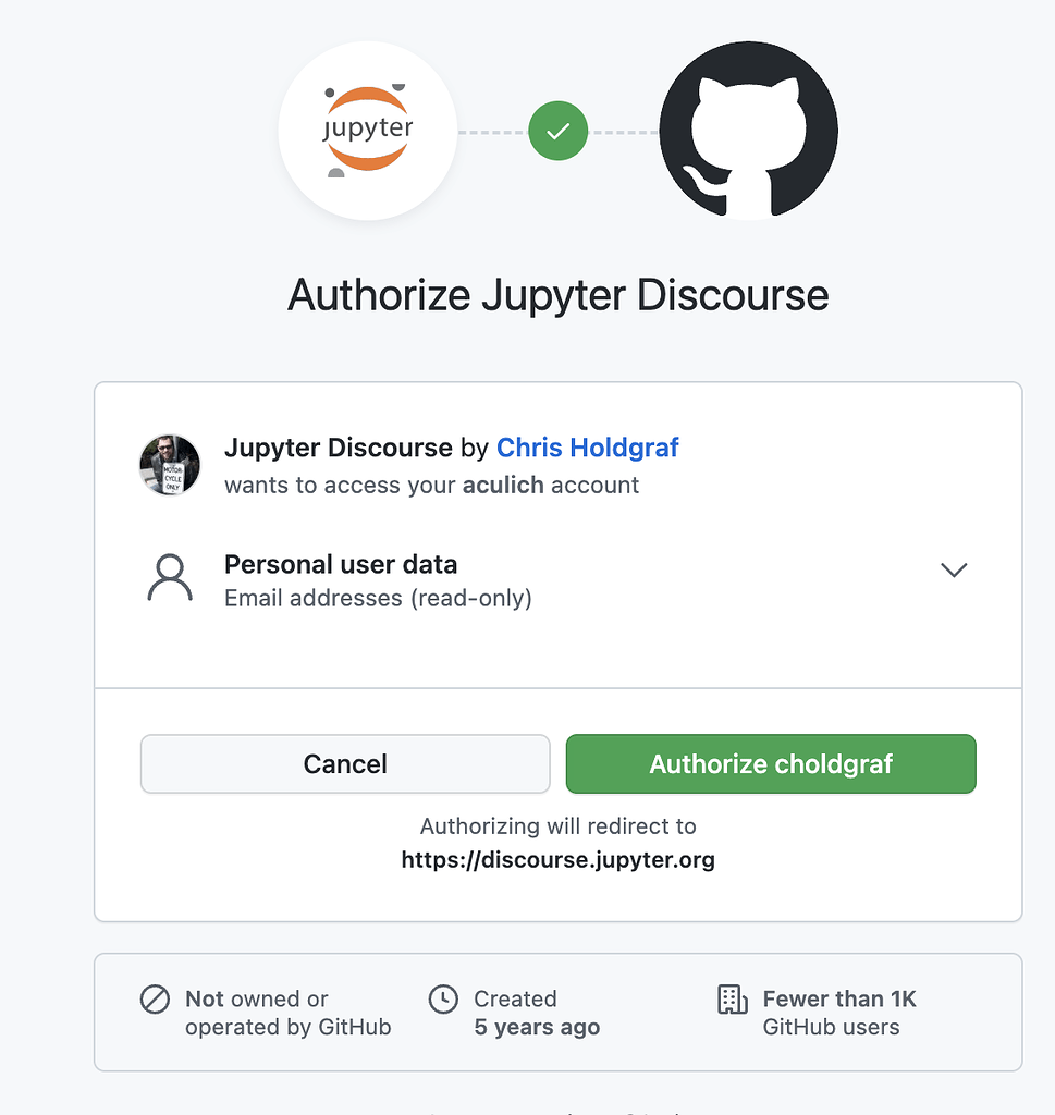 Personal dependency for discourse github login - Meta - Jupyter Community Forum