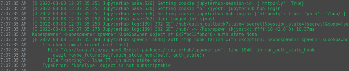 Jupyterhub Keycloak Login Succeeds Spawn Fails With Authstate None Jupyterhub Jupyter