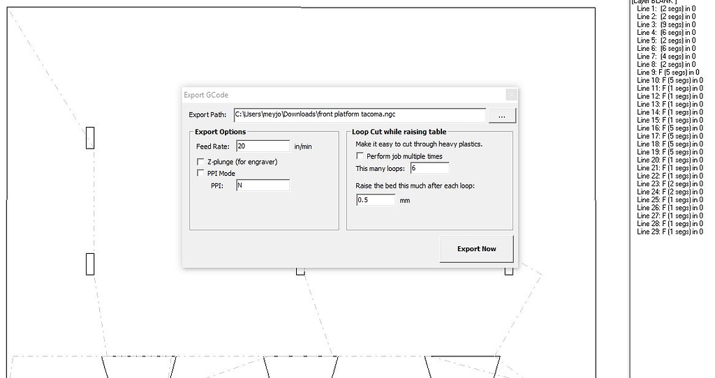 Z axis not moving up and down during cut - missing commands in Gcode conversion ...