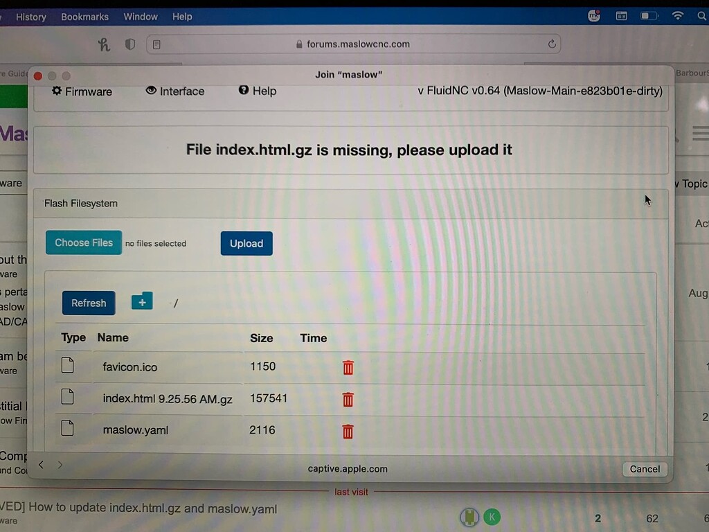 Updating system, now index.html.gz issue - Software - Maslow CNC Forums